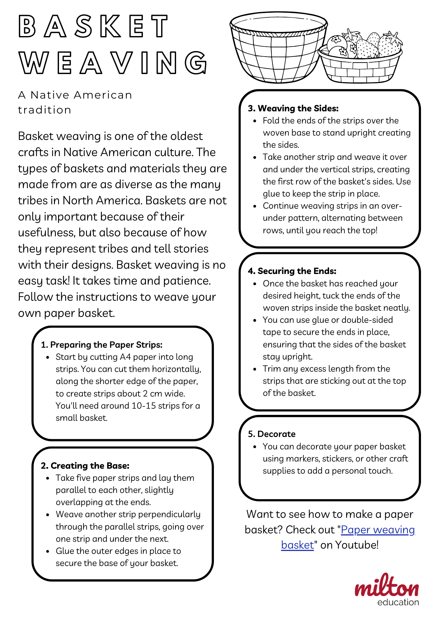 Indigenous Peoples' Day- Basket Weaving Craft